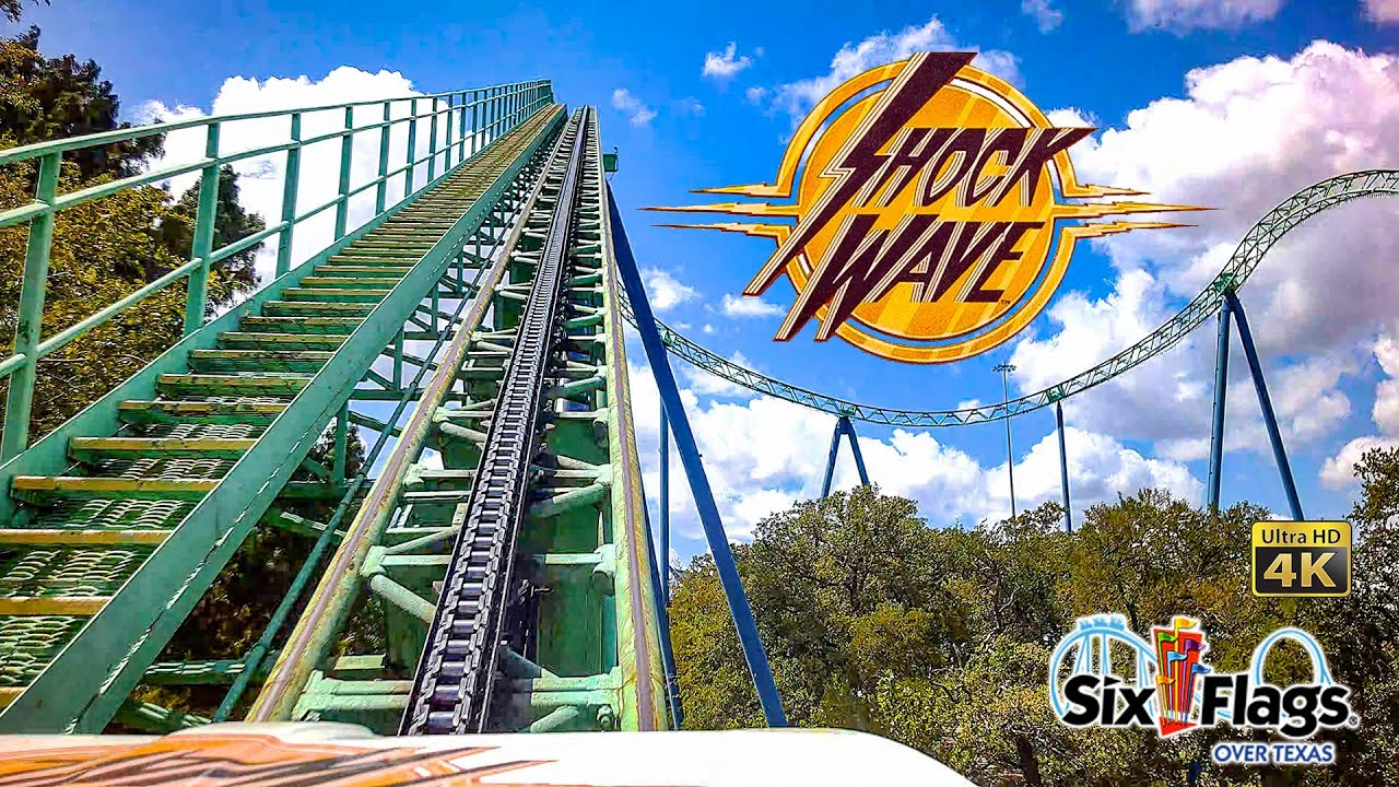 August 2022 Shock Wave Roller Coaster On Ride Front Seat 4K POV Six ...