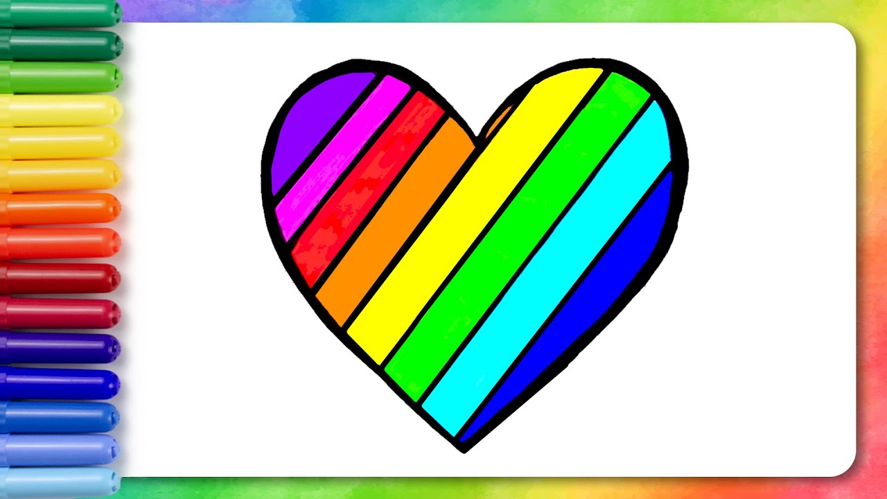 How To Draw A Rainbow Heart ️🧡💛💚💙 | Learning Kids Drawings | Magic Easy ...