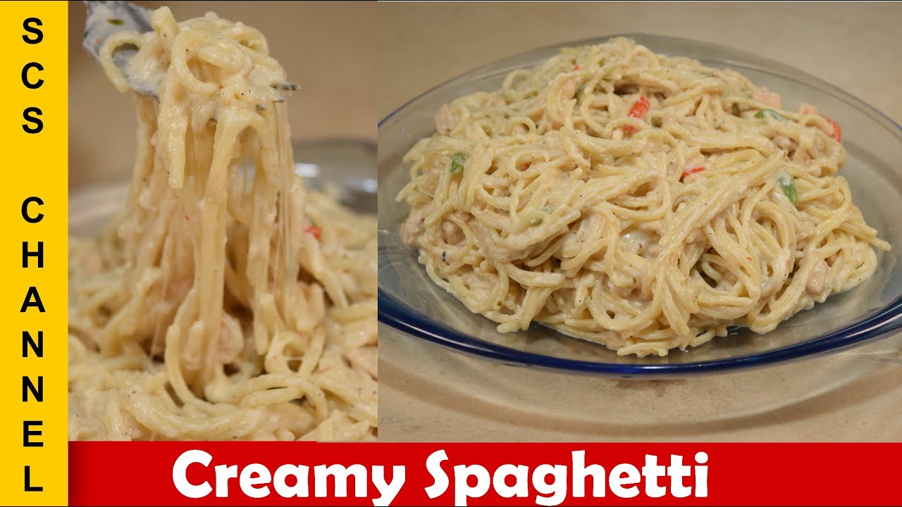 Creamy White Sauce Spaghetti - YouTube