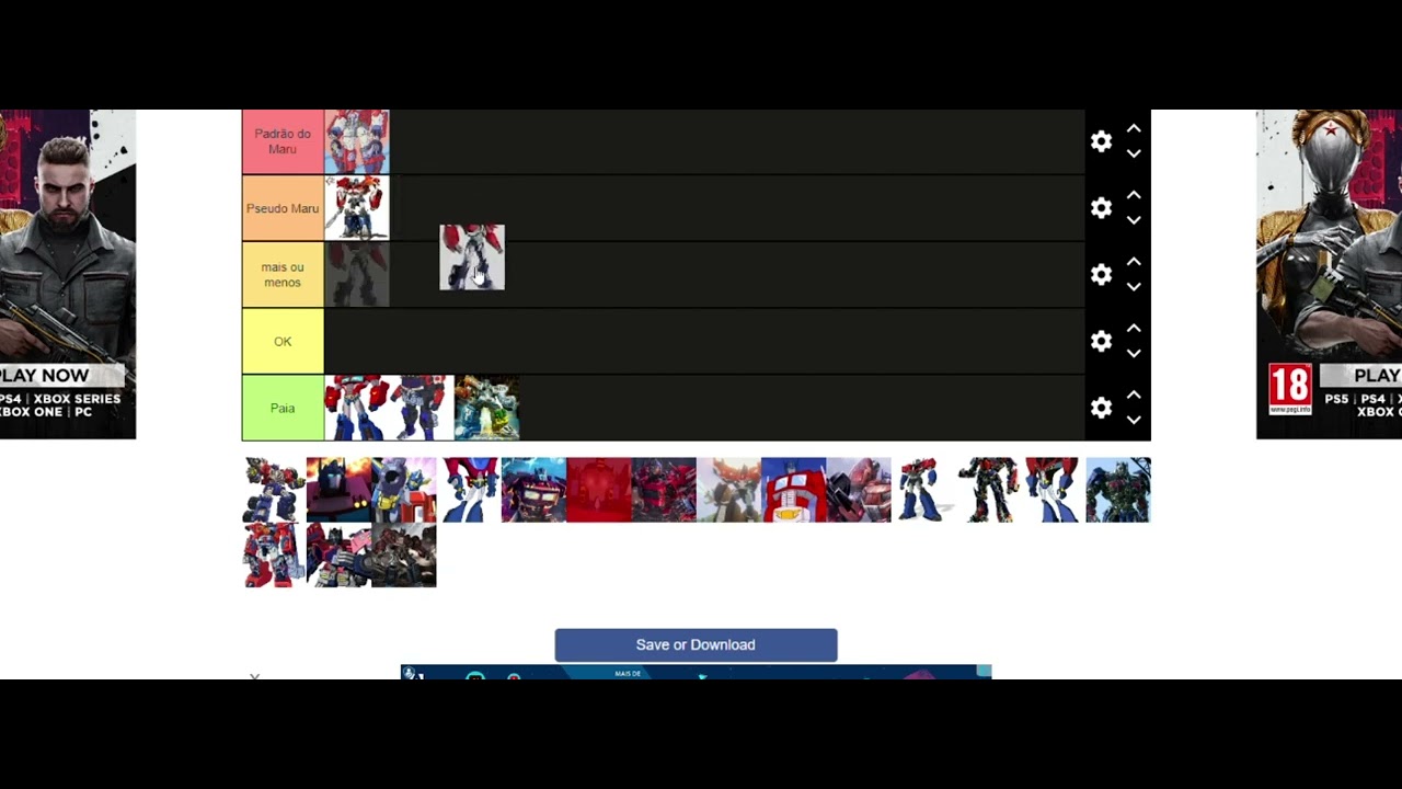 Maruverse Tier list de designs de Optimus Prime da minha opinião o mais ...
