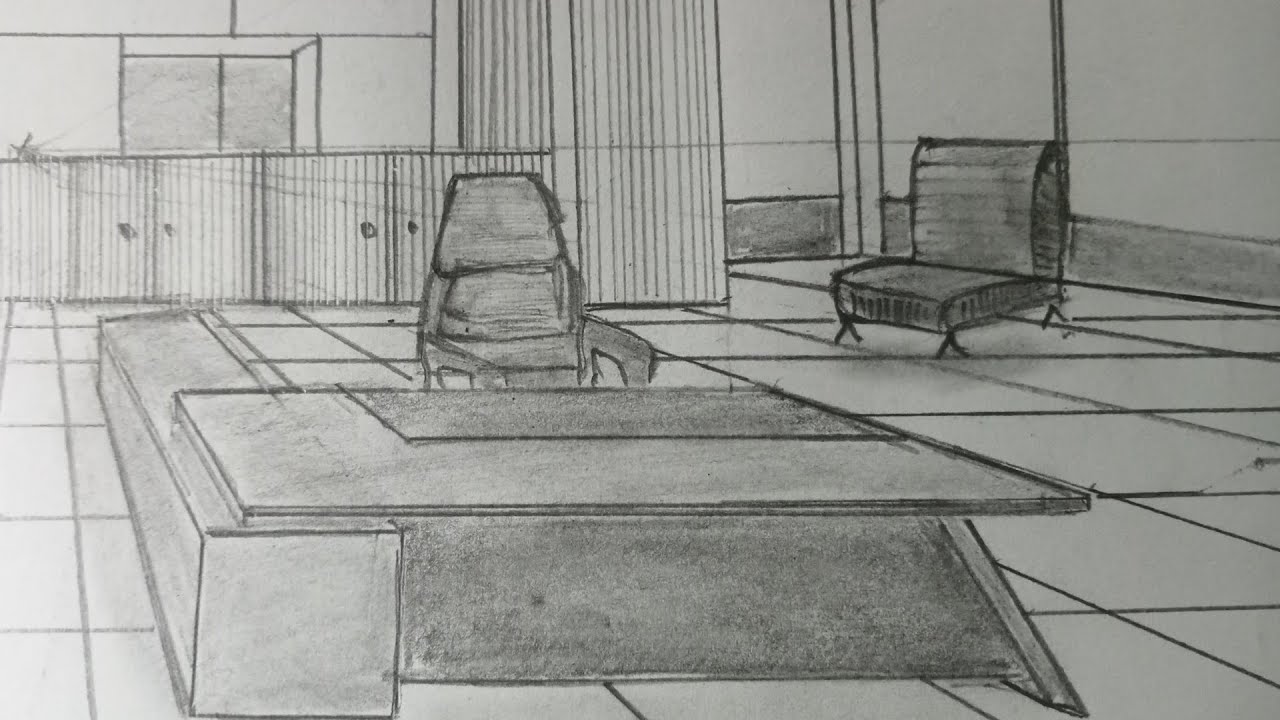 How to draw 3D office || Perspective drawing - YouTube