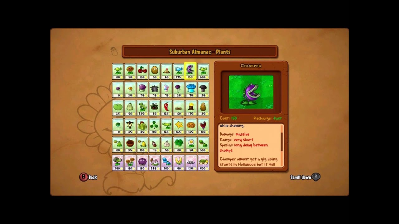 Detailed Plant List - Plants Vs. Zombies - YouTube