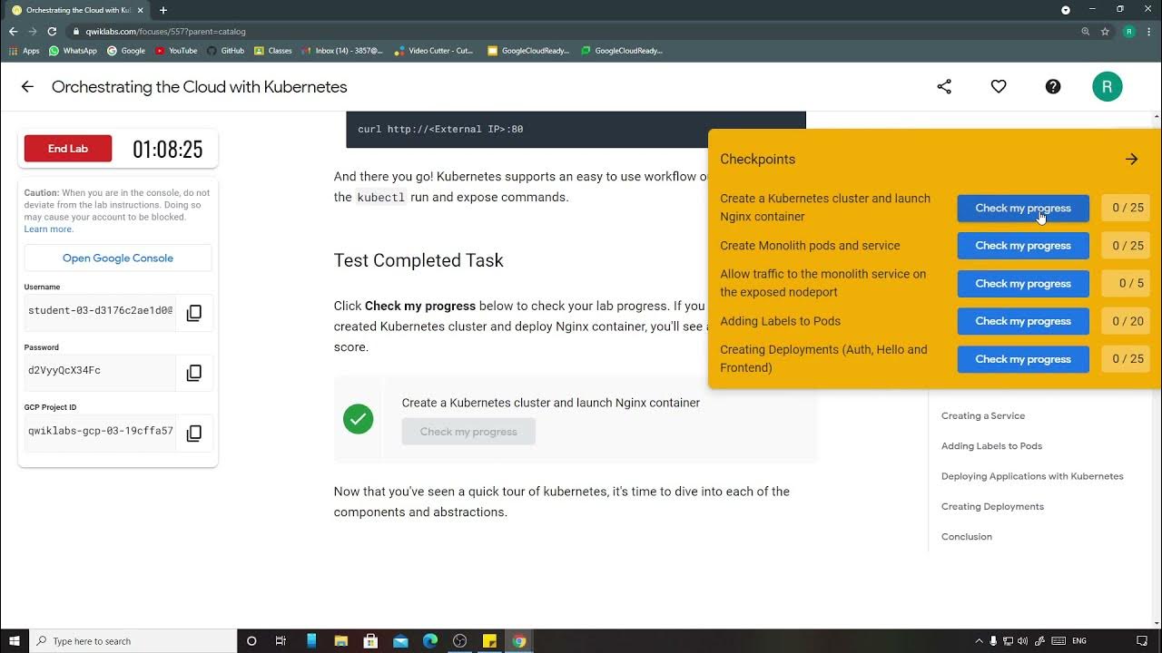 Orchestrating The Cloud With Kubernetes Qwiklabs Gsp021 Youtube