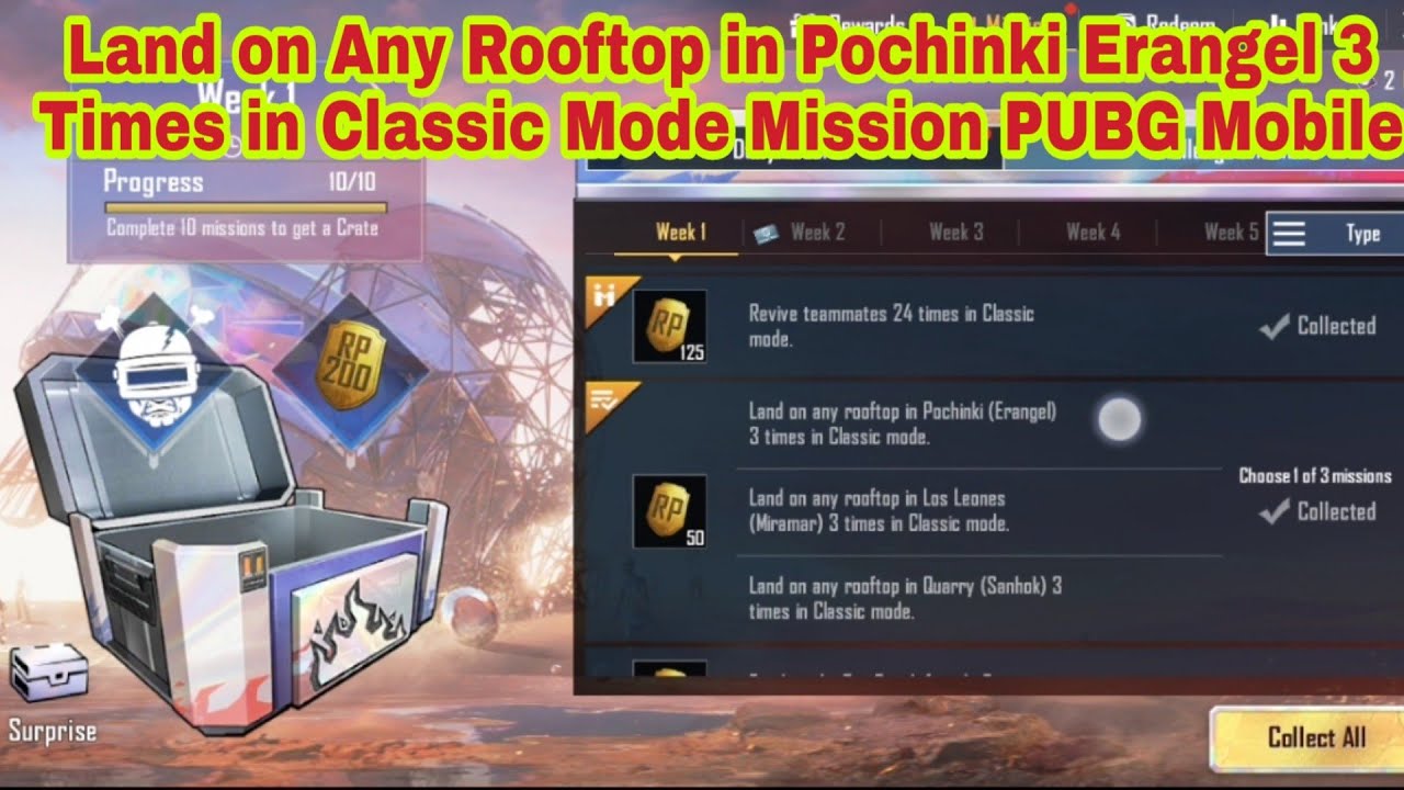 Land on any Rooftop in Pochinki Erangel 3 Times in Classic Mode | Pubg ...