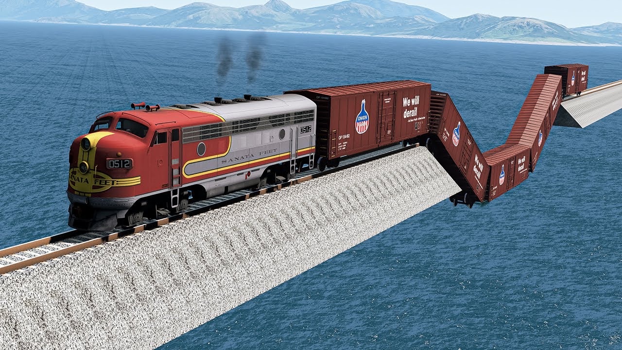 Impossible Missing Rail Tracks Vs Trains Crossing - BeamNG.Drive - YouTube