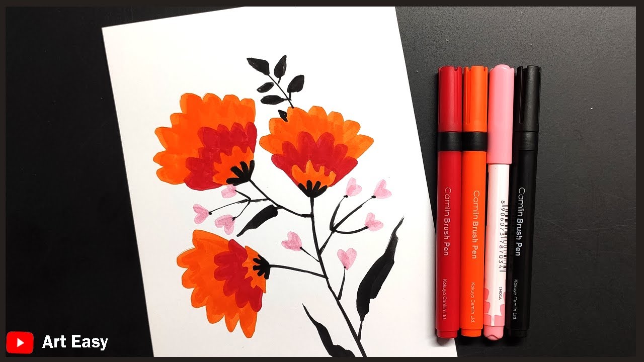 How To Draw A Simple Flower Design || Design For Beginners || Pen ...