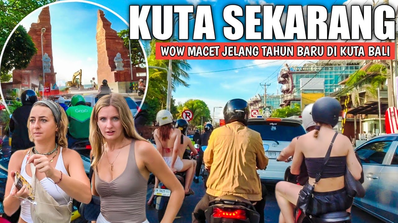 HARUS SABAR JALAN PANTAI KUTA BALI MACET LIBUR TAHUN BARU DI BALI - YouTube