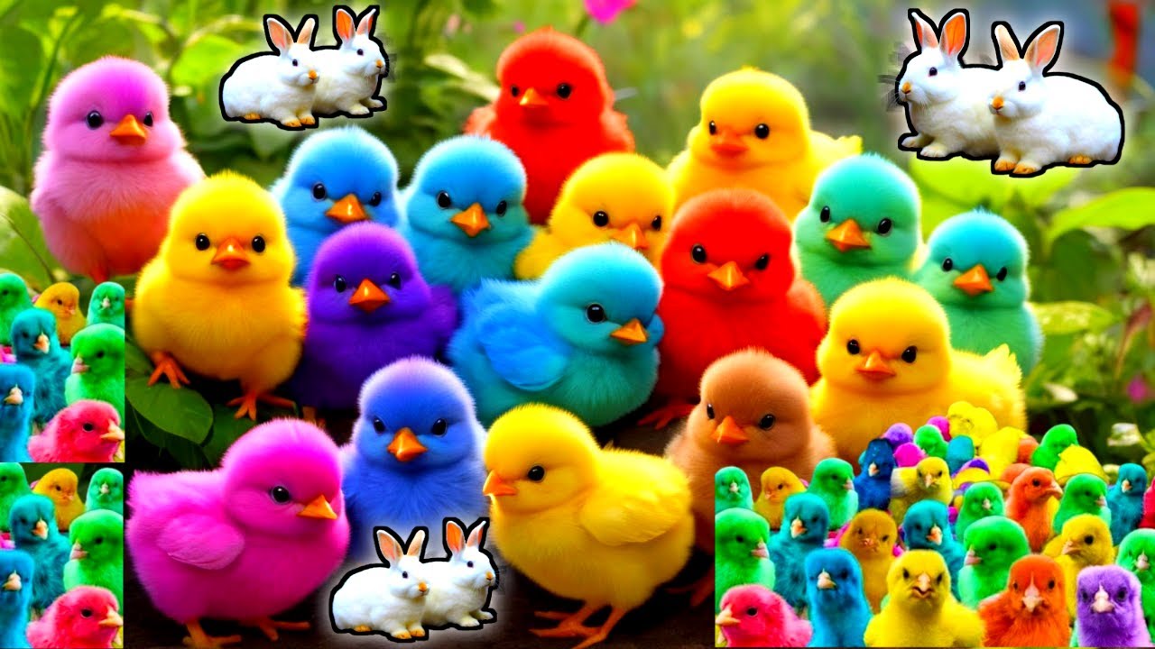 Cute Animals, Rainbow Chicken, Duck, Rabbit, Cow, Fish, Lion, Elephant ...