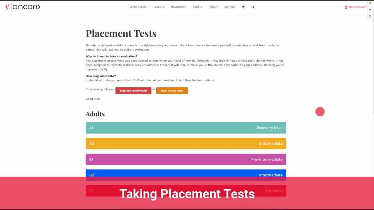 Placement Tests - YouTube