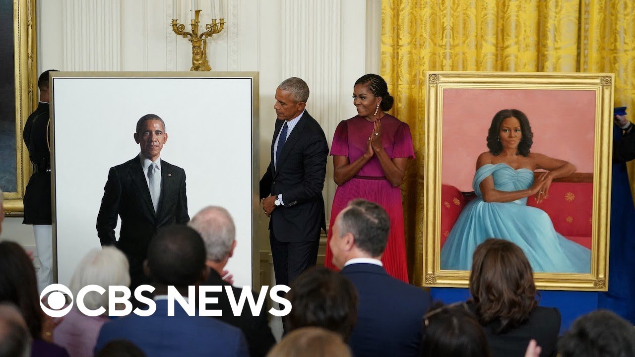 Barack and Michelle Obama give remarks after official portraits ...