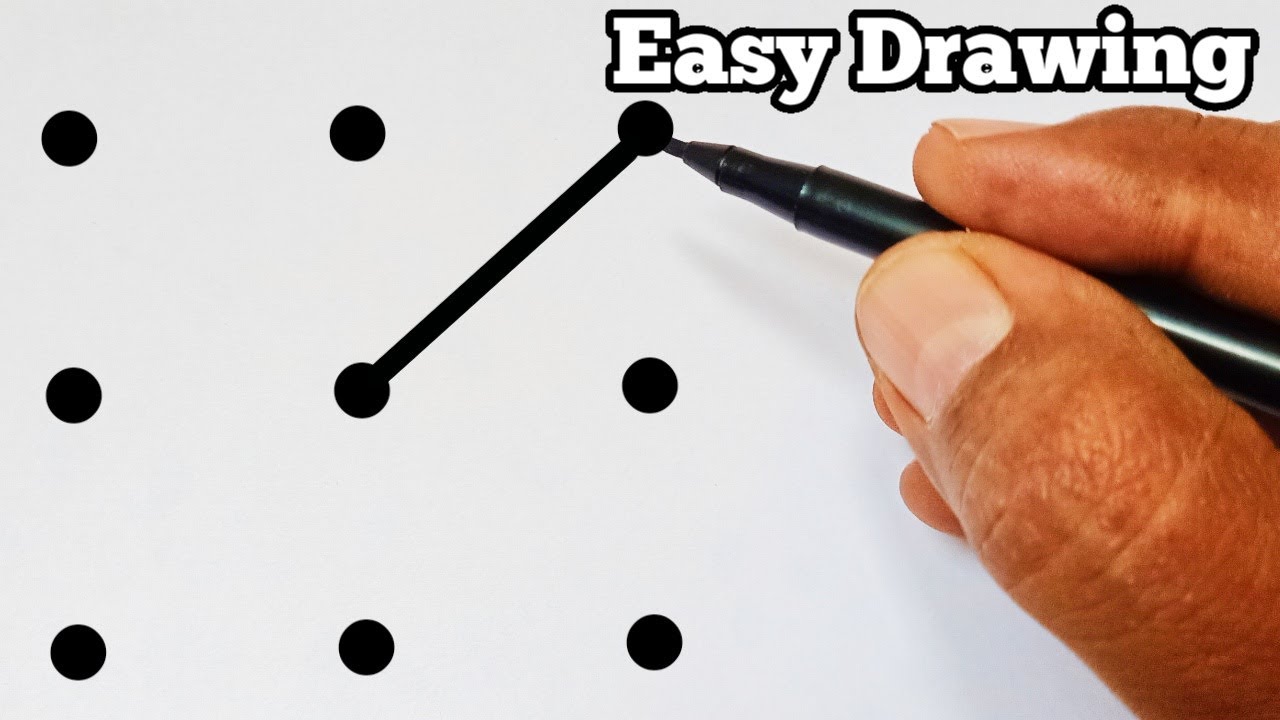 How To Draw Beautiful Drawing From 4 Points | Easy Dots Drawing For ...