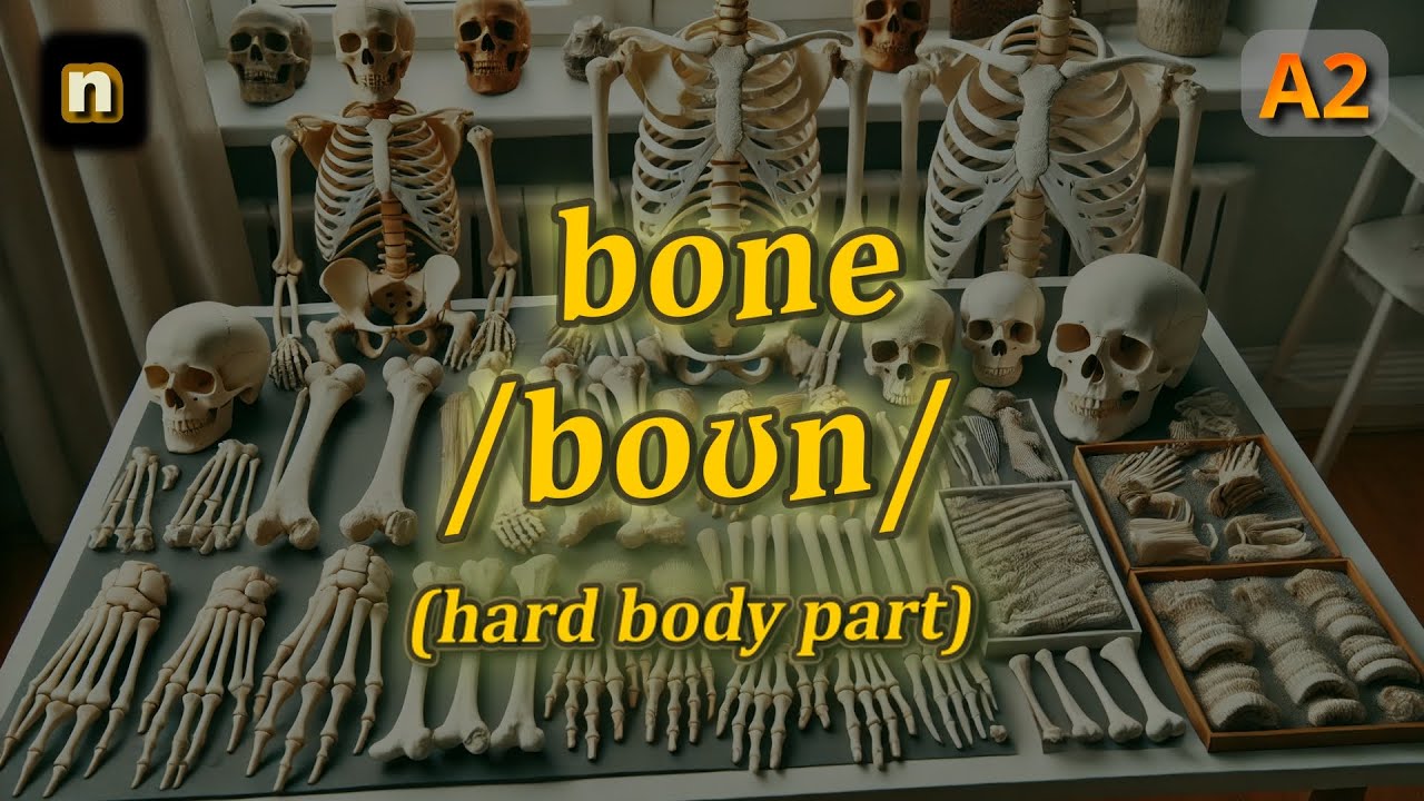 [n] Bone meaning (hard body part) with 5 examples - YouTube