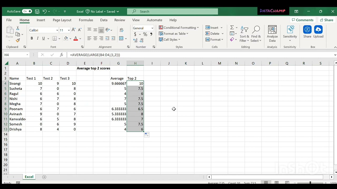 How To Get Average Of Top 2 Scores In Excel YouTube How To Get Average Of Top 2 Scores In Excel YouTube