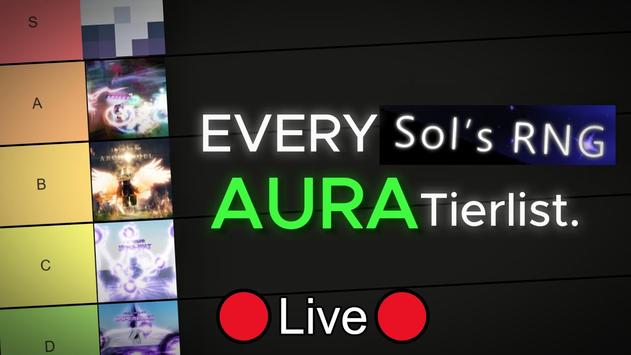 🔴LIVE🔴Ranking EVERY Aura in sol's RNG with VIEWERS! - YouTube