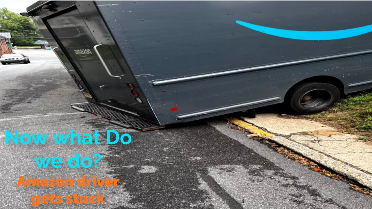 Amazon driver gets stuck - YouTube