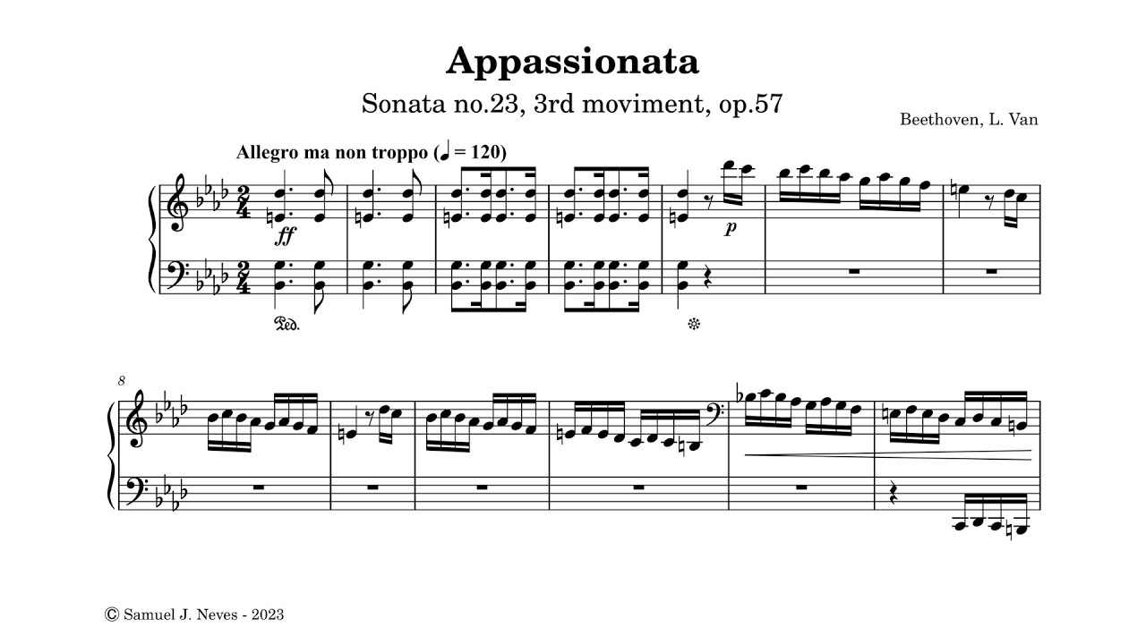 Beethoven - Appassionata, Sonata no.23, 3rd moviment, op.57 | Samuel J ...