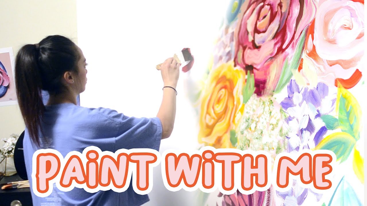 PAINT WITH ME | Floral Acrylic Painting - YouTube