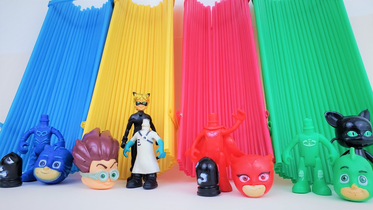 🔵 Learn Colors With Wrong Heads PJ Masks Cat Noir Bullet Bills Water ...