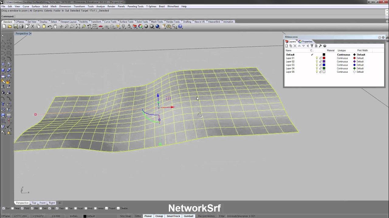 Rhino Lab06 Part02 Surface Topographical Editing - YouTube