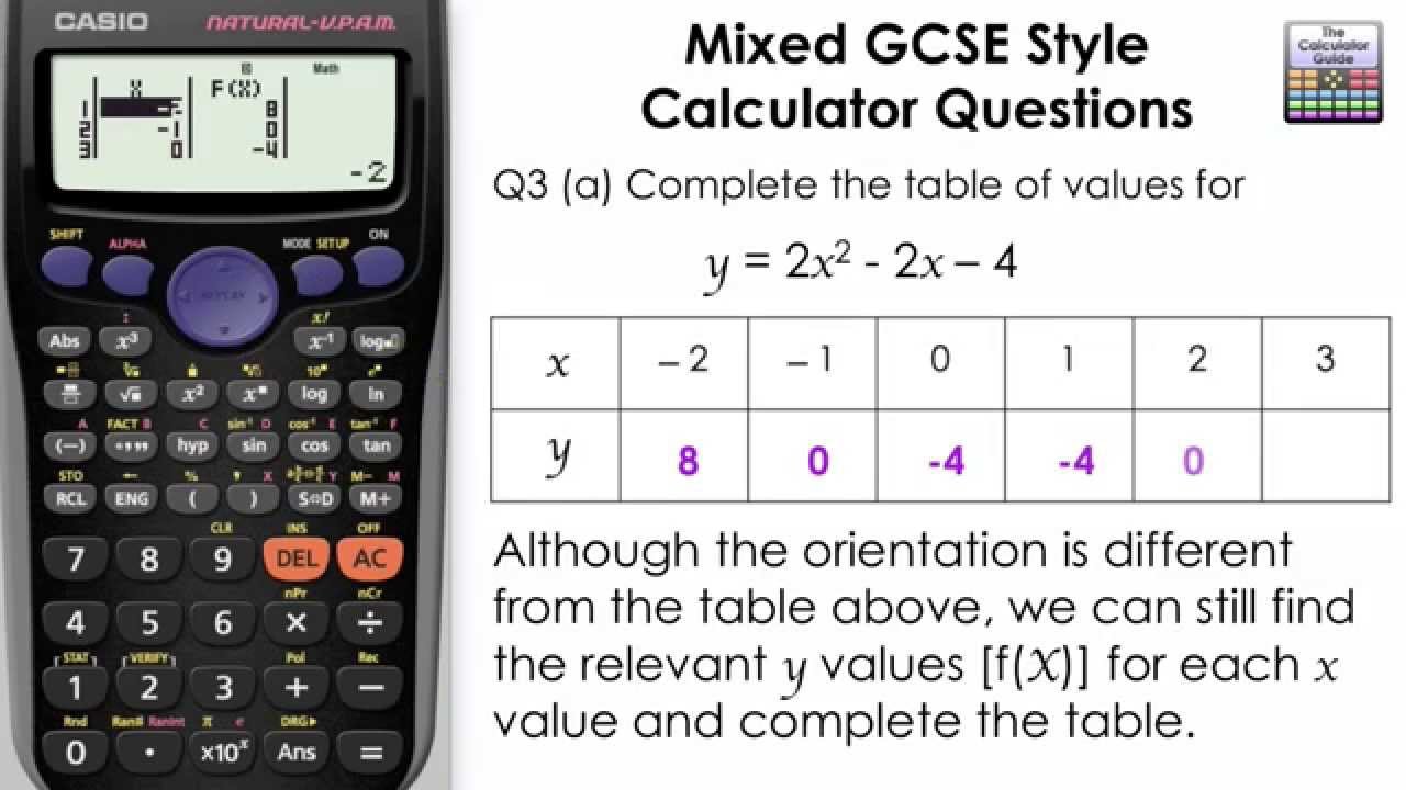 Complete A Table Graph Using TABLE Mode On Casio Calculator GCSE