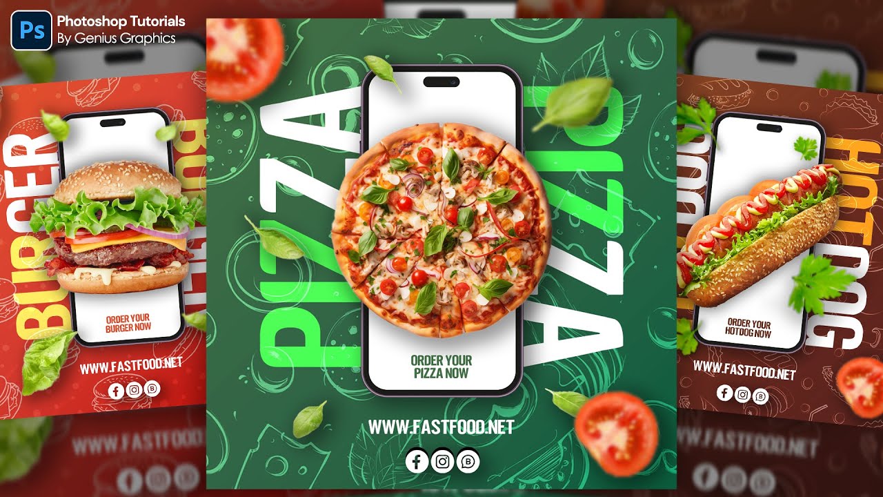 Creative FAST FOOD poster design in Photoshop - YouTube