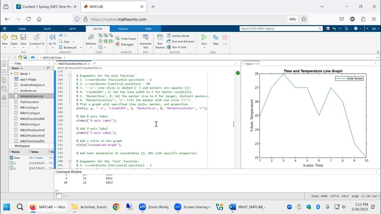 MATLAB Activities Plotting Weather Data from a File - YouTube