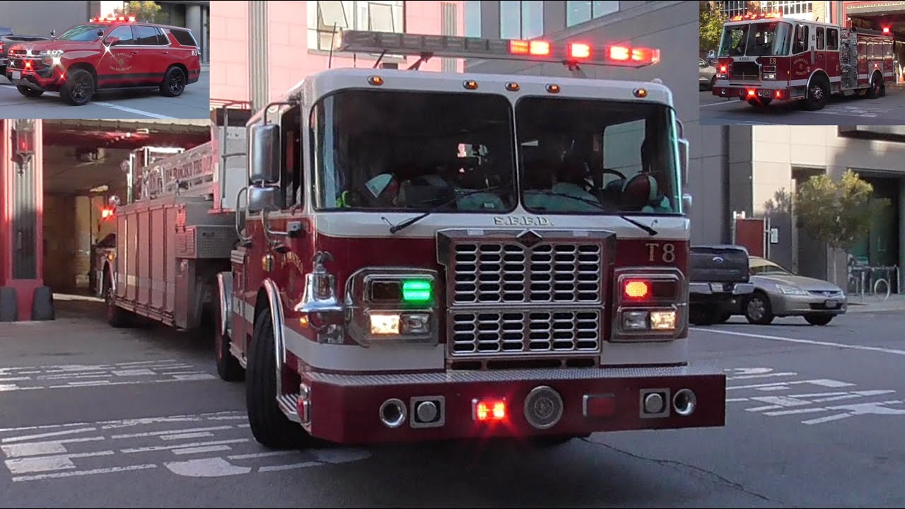 *FULL HOUSE RESPONSE* San Francisco Fire Dept. NEW Battalion 3 Engine 8 & Truck 8 Responding ...