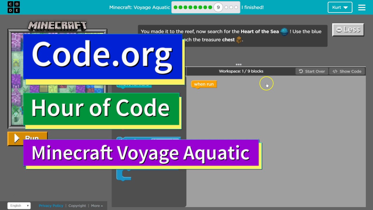 Code.org Express Lesson 17.9 Conditionals in Minecraft Voyage Aquatic ...