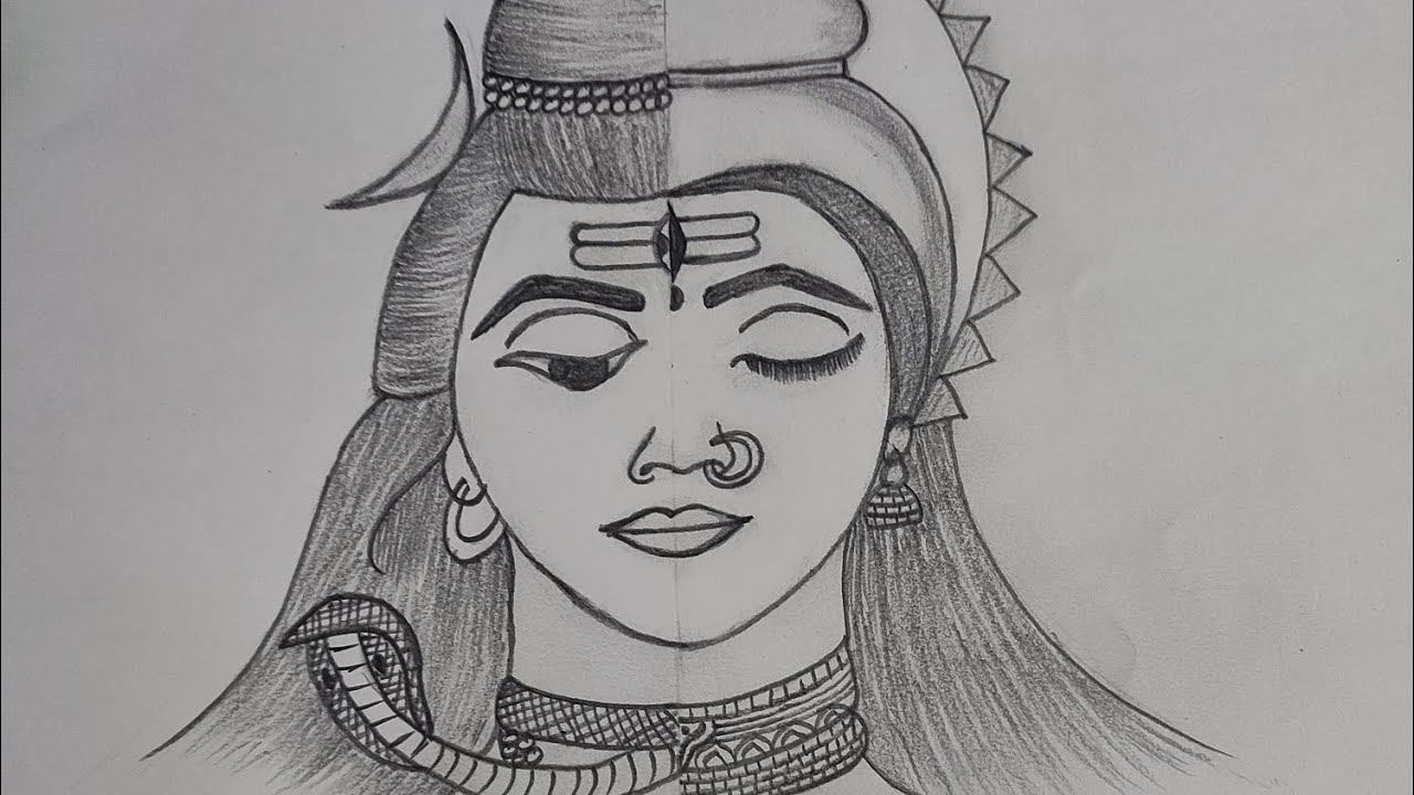 Create a STUNNING Ardhnarishwar Pencil Shading Drawing From Scratch! # ...