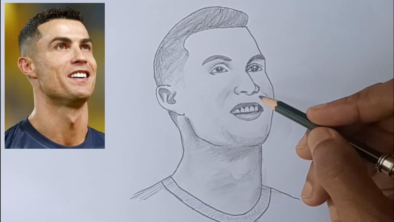 Drawing Ronaldo's Realistic Face Made Easy For Beginners! Step-by-Step ...