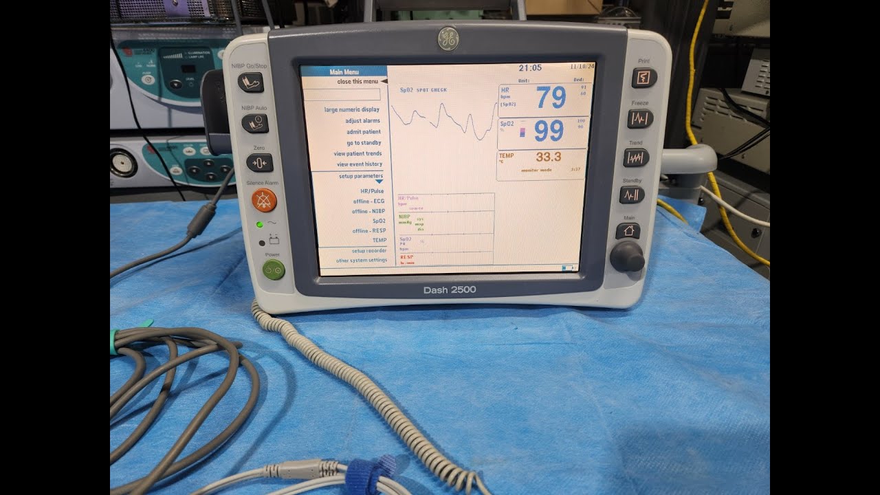 GE Datex Ohmeda Dash 2500 Patient Monitor - YouTube