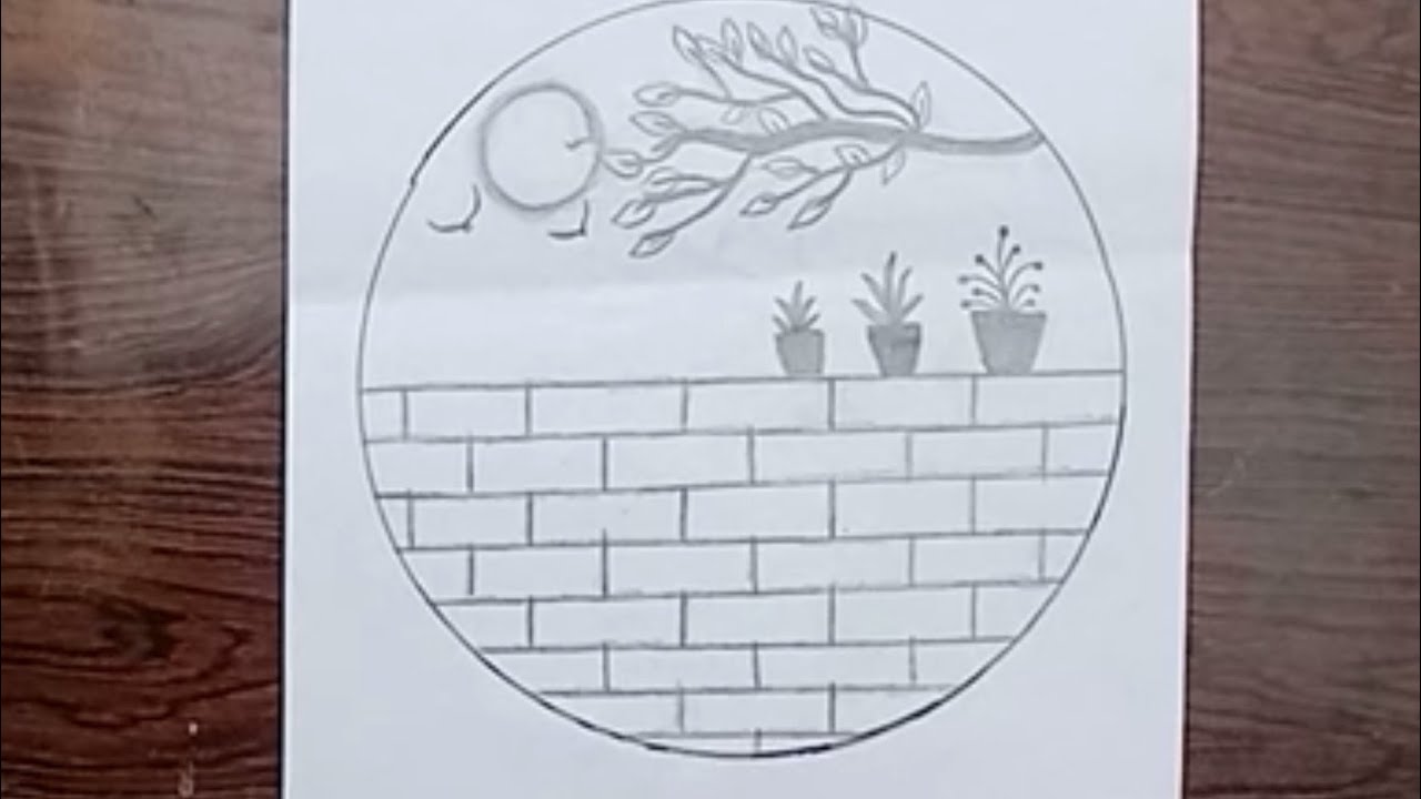 How to make a circle drawing||The circle drawing tree with plant||step ...