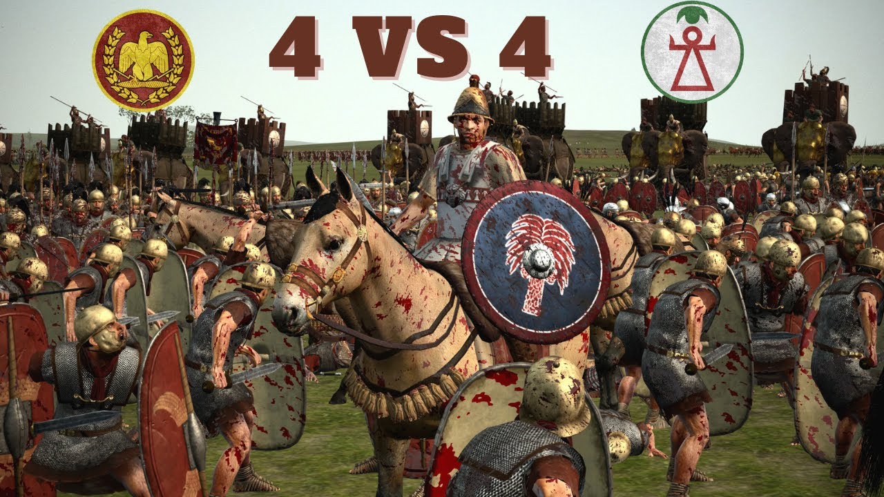 4vs4 | Massive Multiplayer Battle | Rome vs Carthage - YouTube
