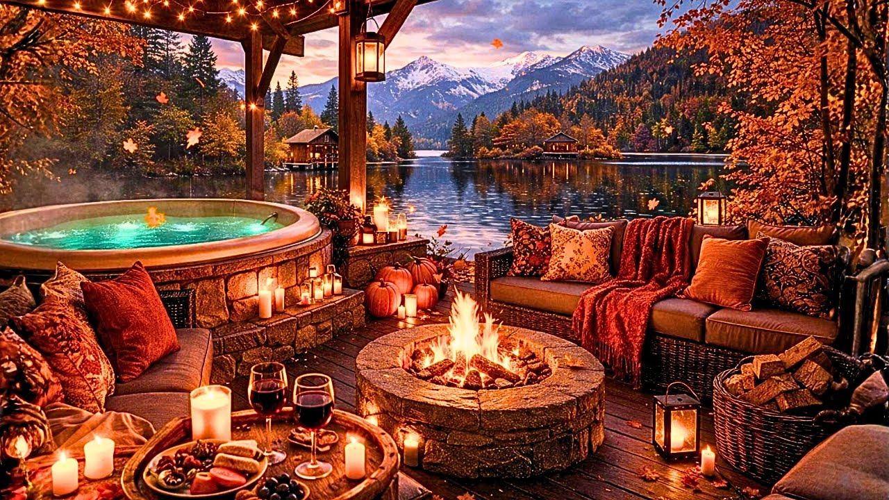 Cozy Jazz Fireplace 🍂 Soft Instrumental Jazz & Autumn Ambience for Calm ...