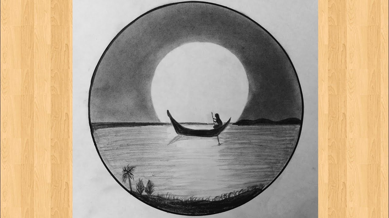 How to Draw Circle Moonlight Night with pencil step by step, Pencil ...