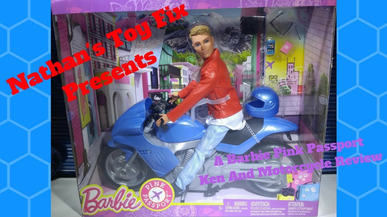 Barbie Pink Passport Ken And Motorcycle Set Review - YouTube