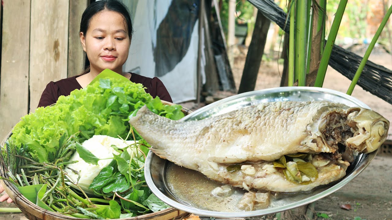 Cambodian cooking fish recipe | Cooking khmer fish recipe steamed - YouTube