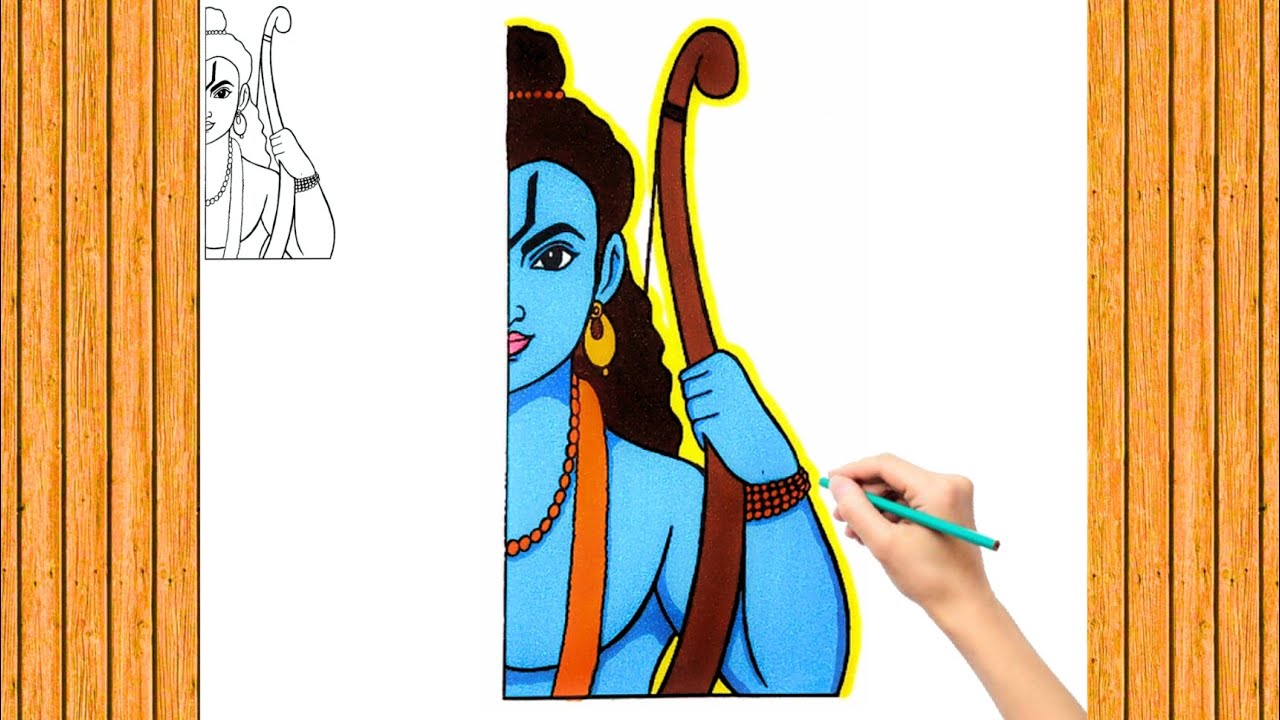 Lord Ram Half Face Colouring | Ram Ji Art | #jaishreeram #shriram - YouTube