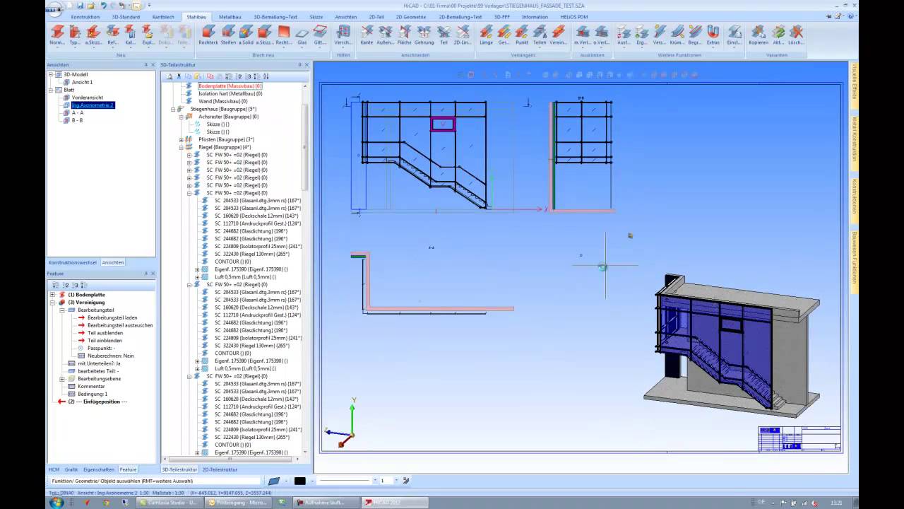 Hicad Tutorial #F16 Stiegenhaus mit Fassadenprofilen - YouTube