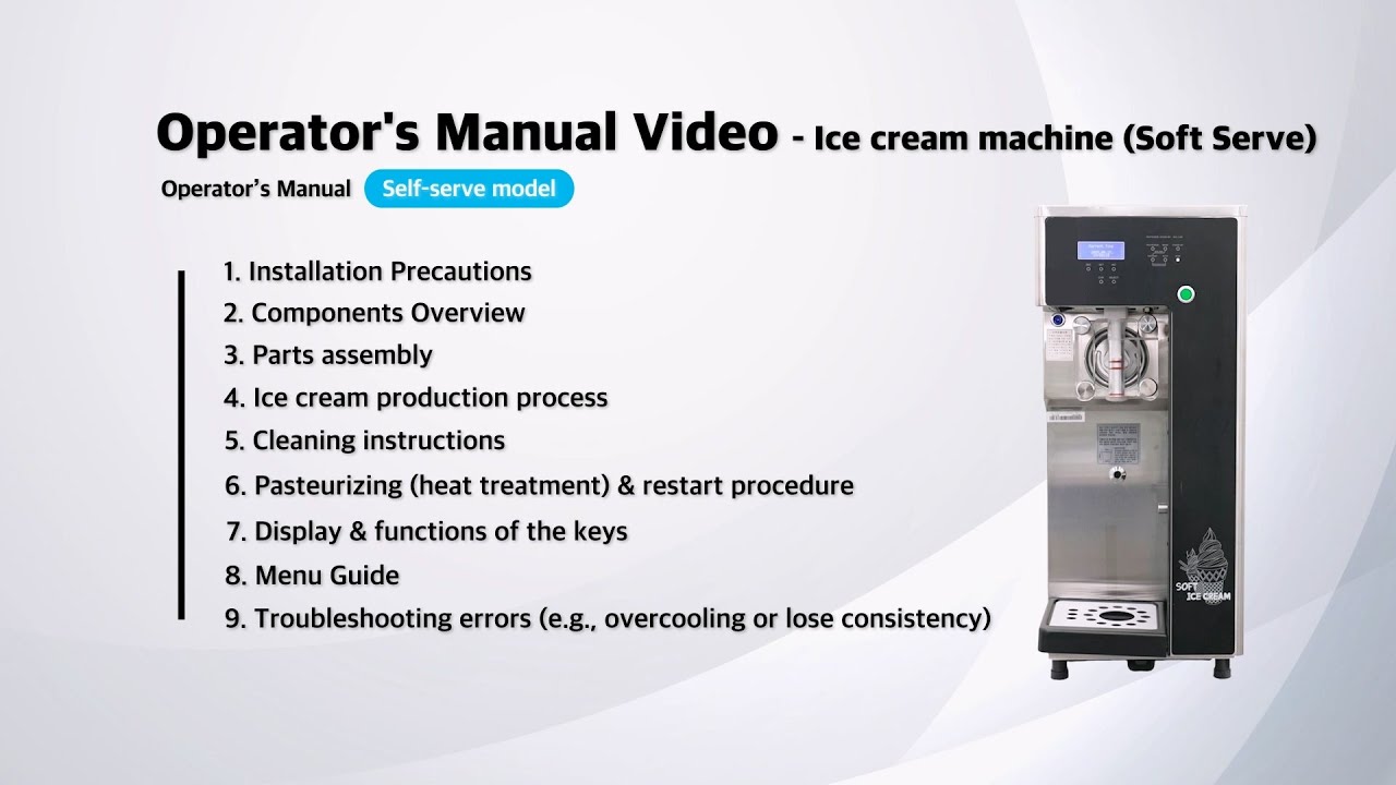 Operator's Manual Video - Ice cream machine Self-serve model - YouTube