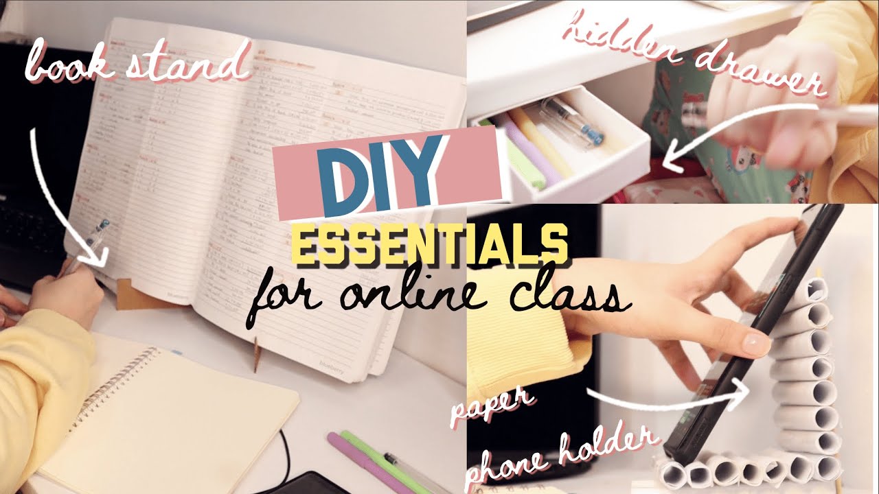 DIY "online class" ESSENTIALS!! | How to make paper phone holder, book ...