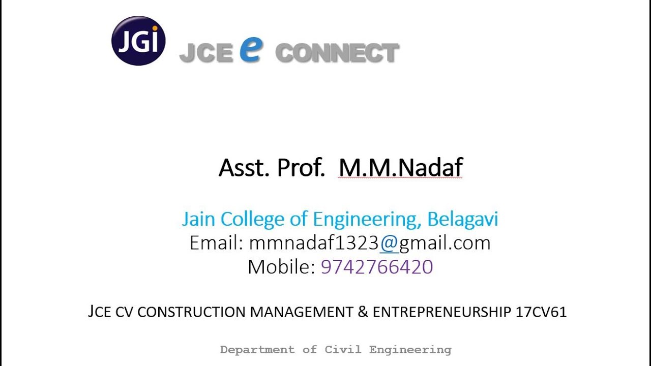 JCE CV CONSTRUCTION MANAGEMENT 17CV6/15CV61 MODULE 3.10 - YouTube