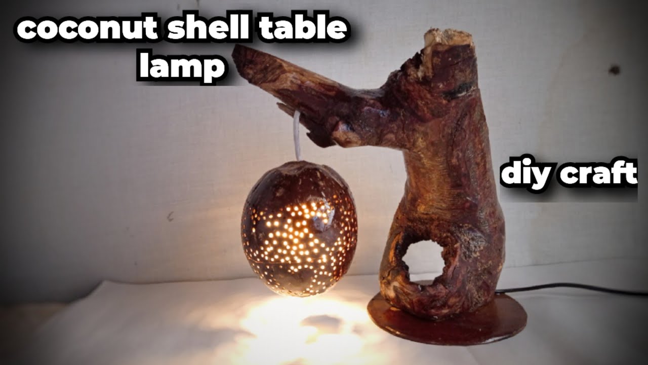 coconut shell table lamp craft | coconut shell craft ideas | table lamp ...