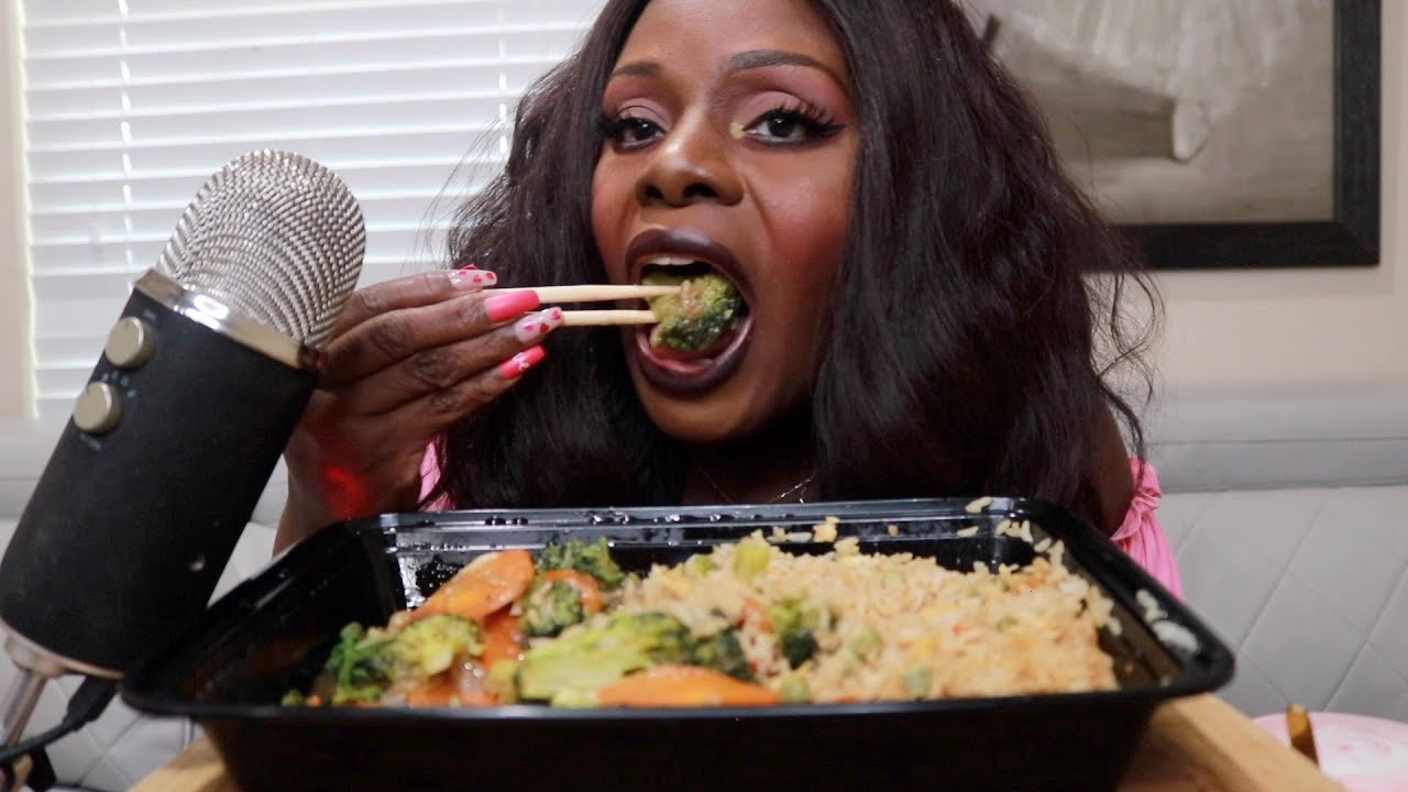 Gravy Veggies With Fried Rice ASMR Eating Sounds - YouTube