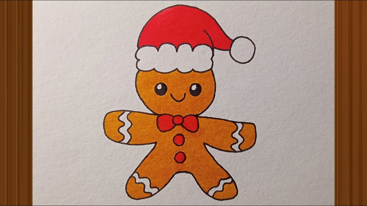 How to draw a gingerbread man easy // Christmas gingerbread man drawing ...