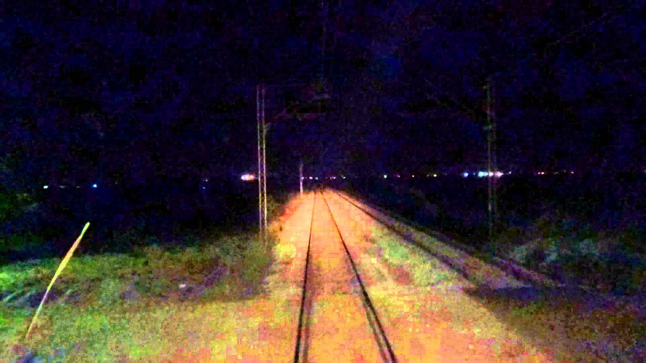 Train Driver's view: railroad in Serbia from Putinci to Ruma , u nocnoj ...