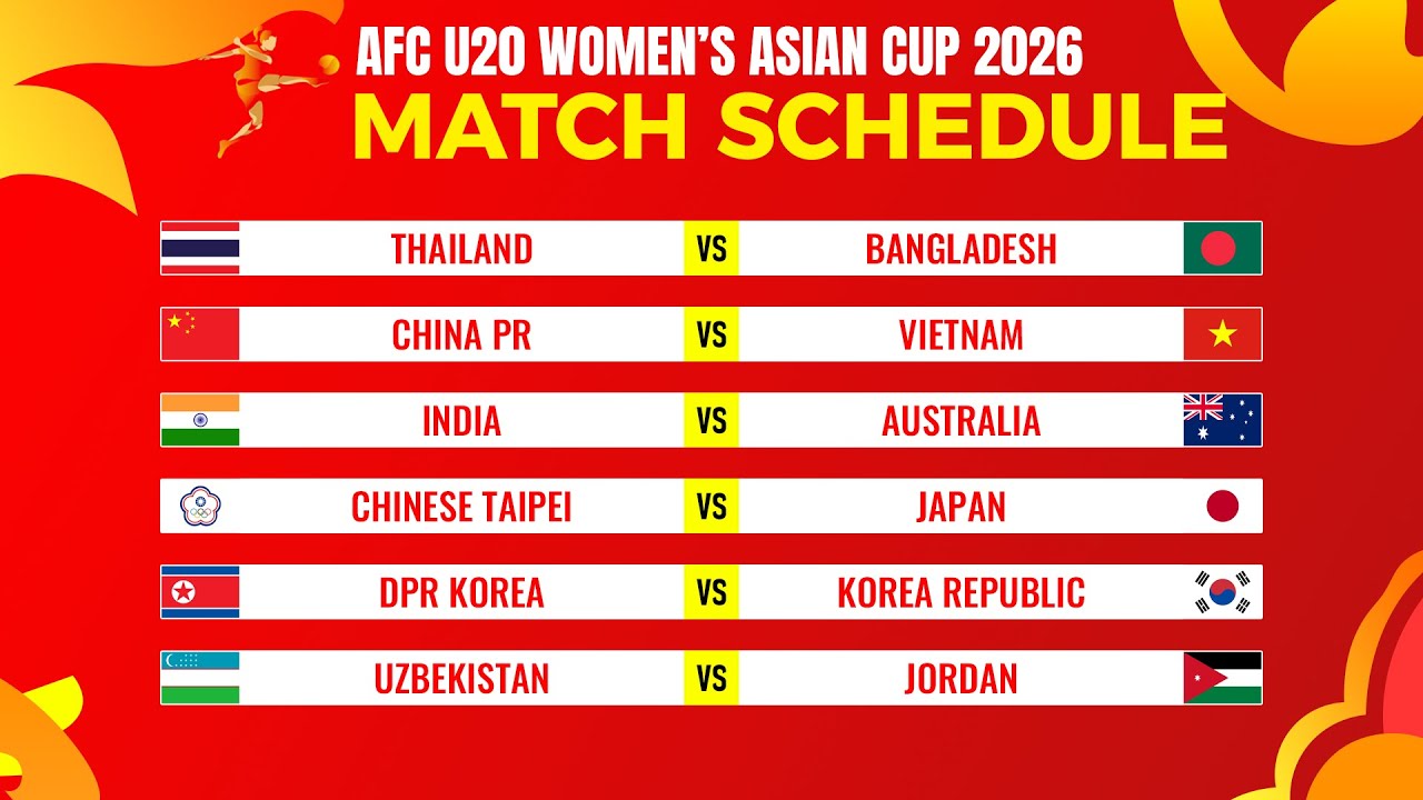 Group Stage: Match Schedule | AFC U20 Women's Asian Cup 2026. - YouTube