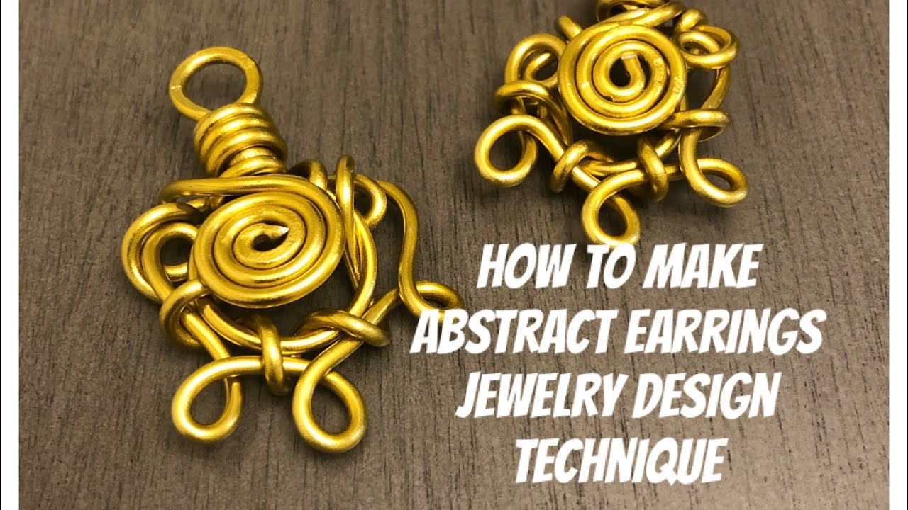 How to make Abstract wire wrap earring jewelry technique design - YouTube