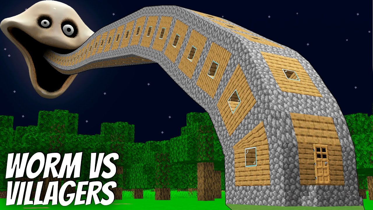 What If a HUNGRY WORM Eats a VILLAGER HOUSE in Minecraft ! LONGEST ...