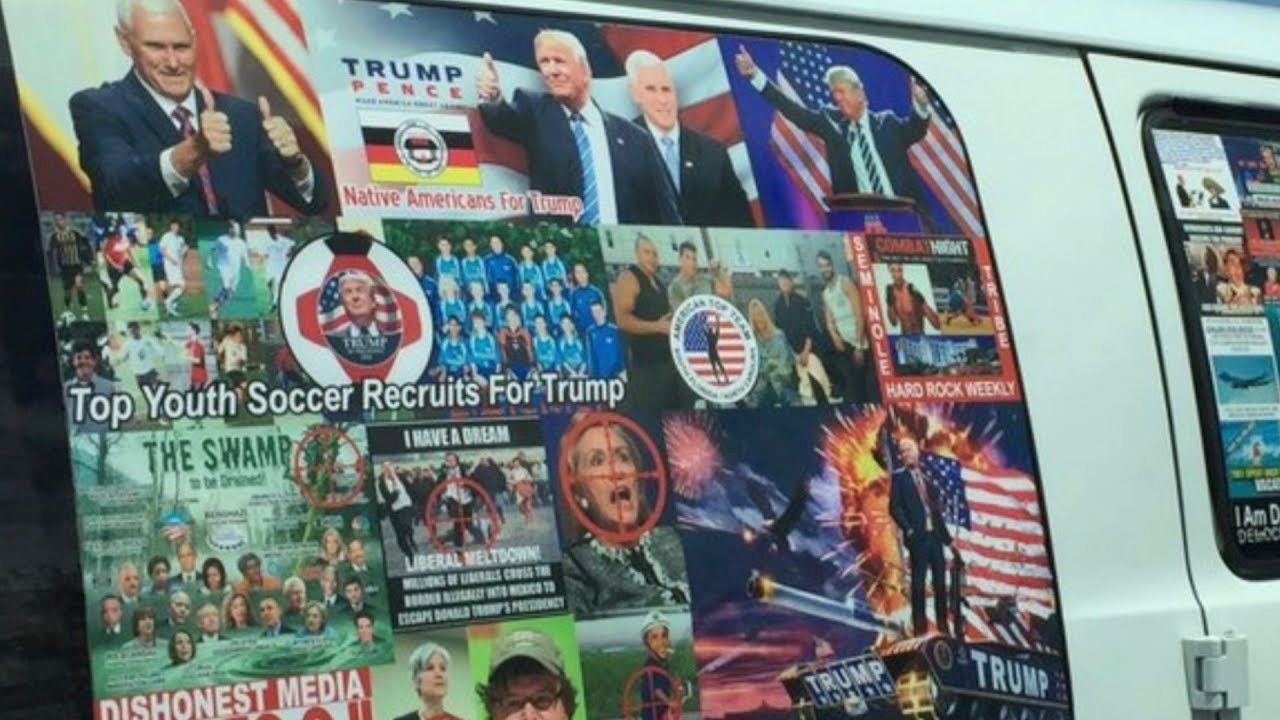 Close Up Photos of Mail Bomb Suspect's Van Stickers - YouTube